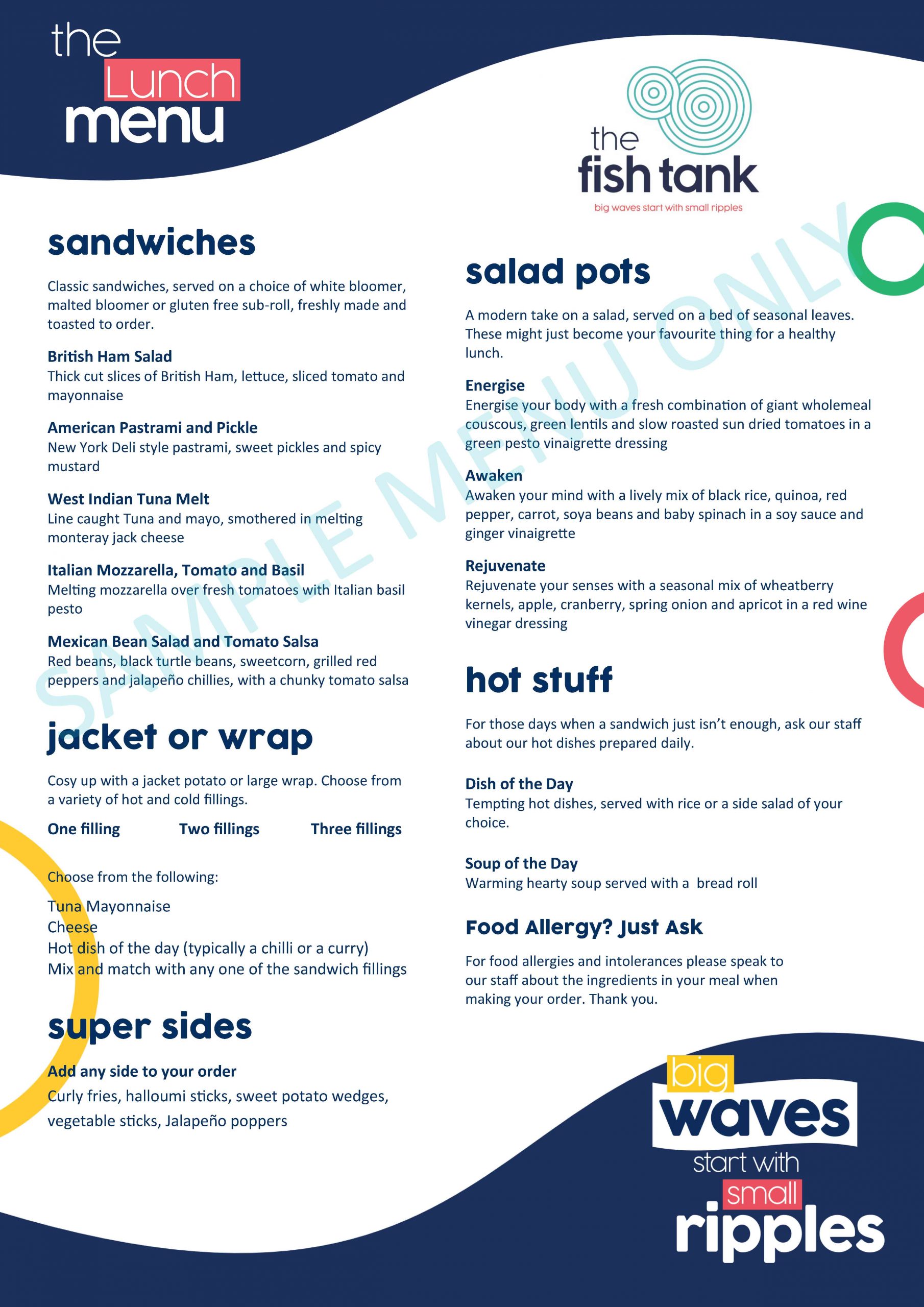 Sample Menu – The Fish Tank