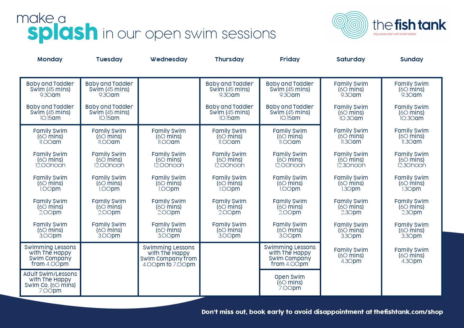 Swim Timetable – The Fish Tank